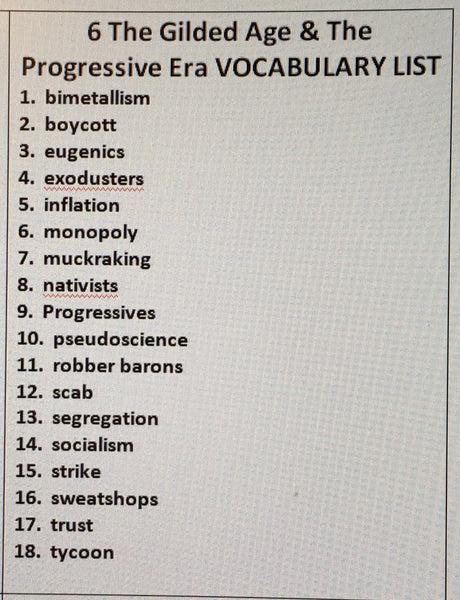 US History 6 THE GILDED AGE AND THE PROGRESSIVE ERA Teacher Resource S ...