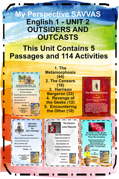 My Perspectives English 1 9th Grade UNITS 1 to 5 from SAVVAS Textbook ...