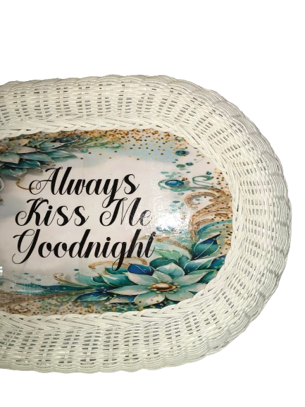 Vintage White Wicker Bedroom Decor ALWAYS KISS ME GOODNIGHT Gift Idea ...