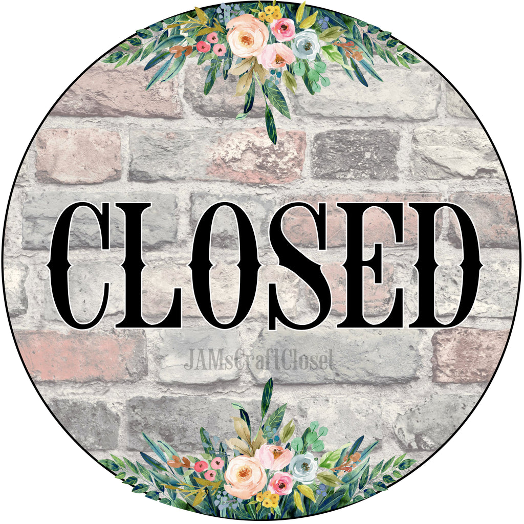 ROUND Digital Graphic Design CLOSED Sublimation PNG SVG Door Sign Wall ...