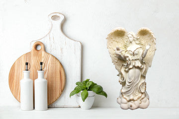 Figurine Angel Holding Bird Music Box White Trimmed in Gold Vintage Be ...