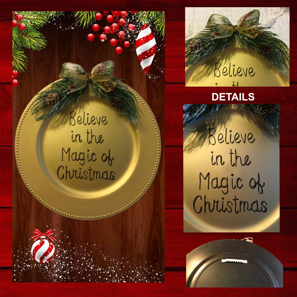 Dollar Tree Plastic Gold CHARGER PLATE Christmas Holiday Wall Art BELI ...