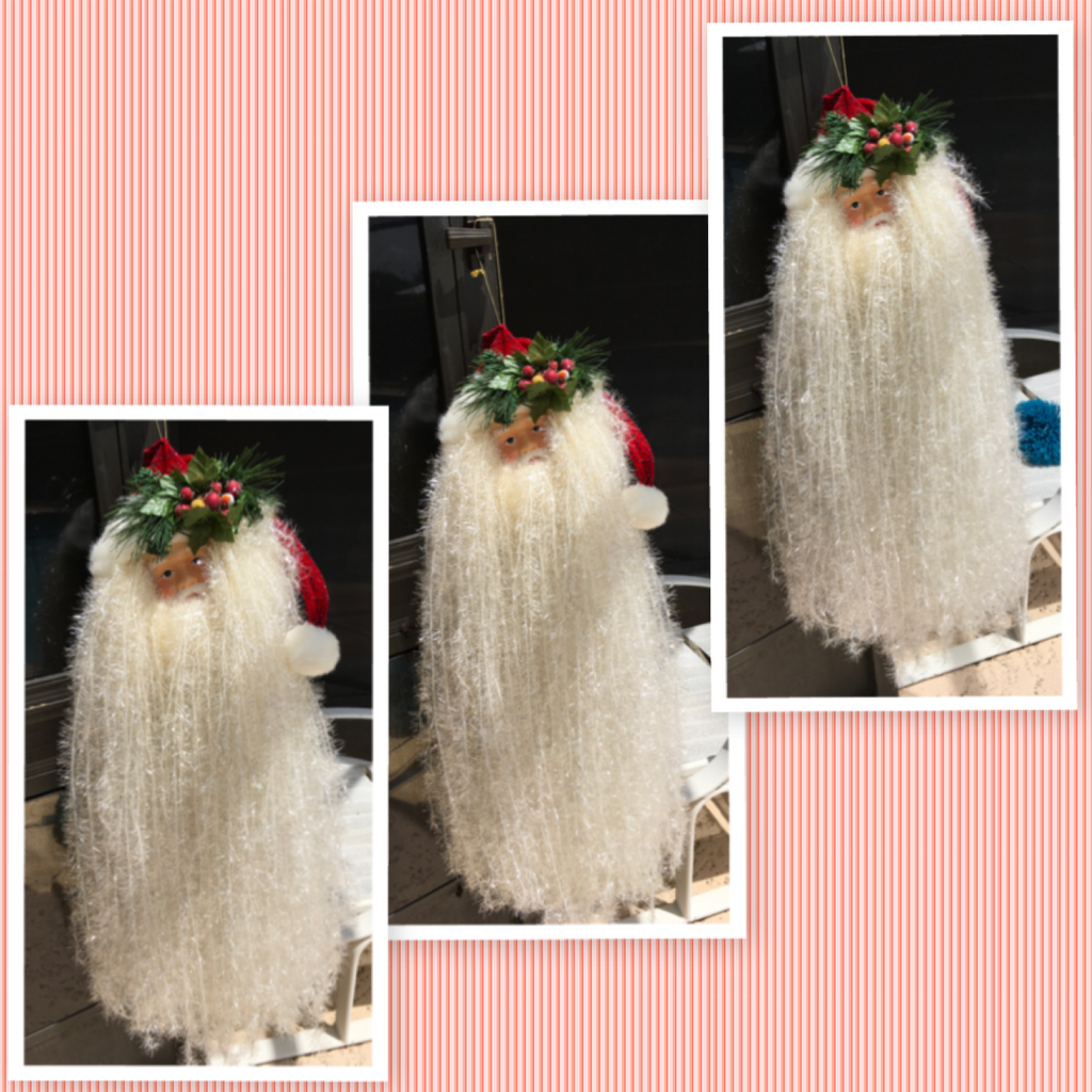 Santa Face 3 Long Long White Fluffy Beard Vintage Resin Face Primitive ...