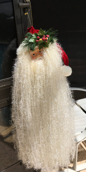 Santa Face 3 Long Long White Fluffy Beard Vintage Resin Face Primitive ...