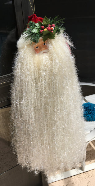 Santa Face 3 Long Long White Fluffy Beard Vintage Resin Face Primitive ...
