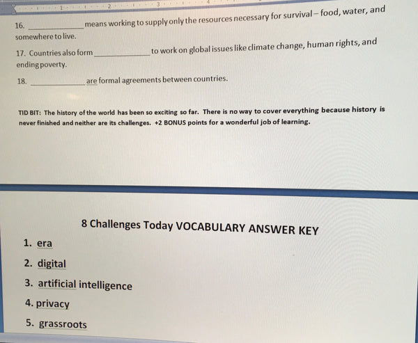 World History 8 CHALLENGES TODAY Teacher Resource Supplemental Vocabul ...