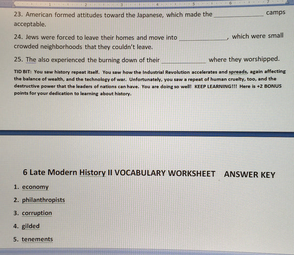 World History 6 LATE MODERN HISTORY 2 Teacher Resource Supplemental Vo ...