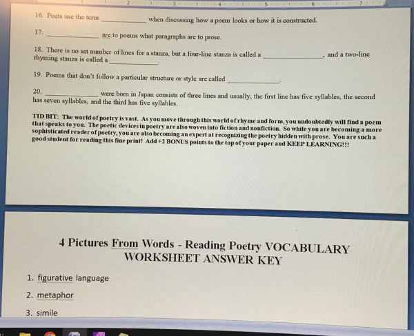 English Teacher Resource 4 PICTURES FROM WORDS - READING POETRY Supple ...