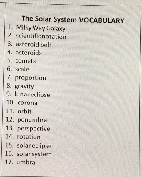 Science THE SOLAR SYSTEM Teacher Resource Supplemental Vocabulary Acti ...