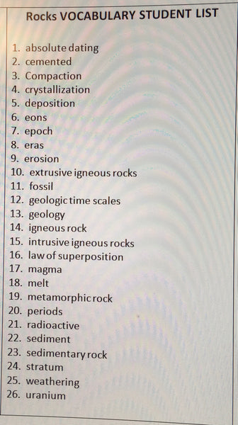 Science ROCKS Teacher Resource Supplemental Vocabulary Activities-Iden ...