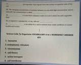 Science FROM CELLS TO ORGANISMS Teacher Resource Supplemental Vocabula ...