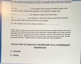 Science FROM CELLS TO ORGANISMS Teacher Resource Supplemental Vocabula ...