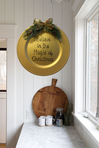 Dollar Tree Plastic Gold CHARGER PLATE Christmas Holiday Wall Art BELI ...