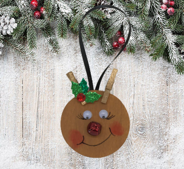 Ornament Rudolph the Red Nosed Reindeer Round Handmade Hand Painted SE ...