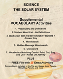 Science THE SOLAR SYSTEM Teacher Resource Supplemental Vocabulary Acti ...