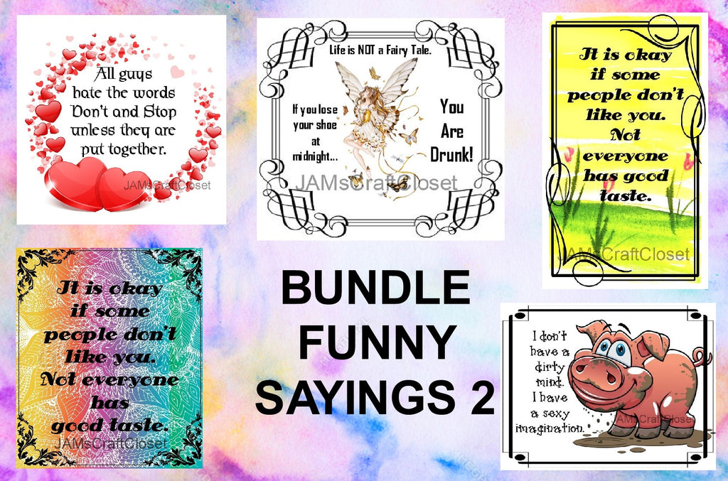 BUNDLE FUNNY SAYINGS 2 Graphic Design Downloads SVG PNG JPEG Files Sub ...