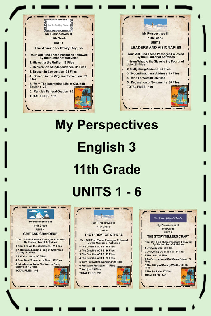 My Perspectives English 3 11th Grade UNITS 1 to 6 from SAVVAS Textbook ...
