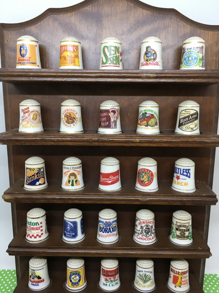 Thimbles The Country Store Thimbles and Display Rack Set of 25 Fine Po ...
