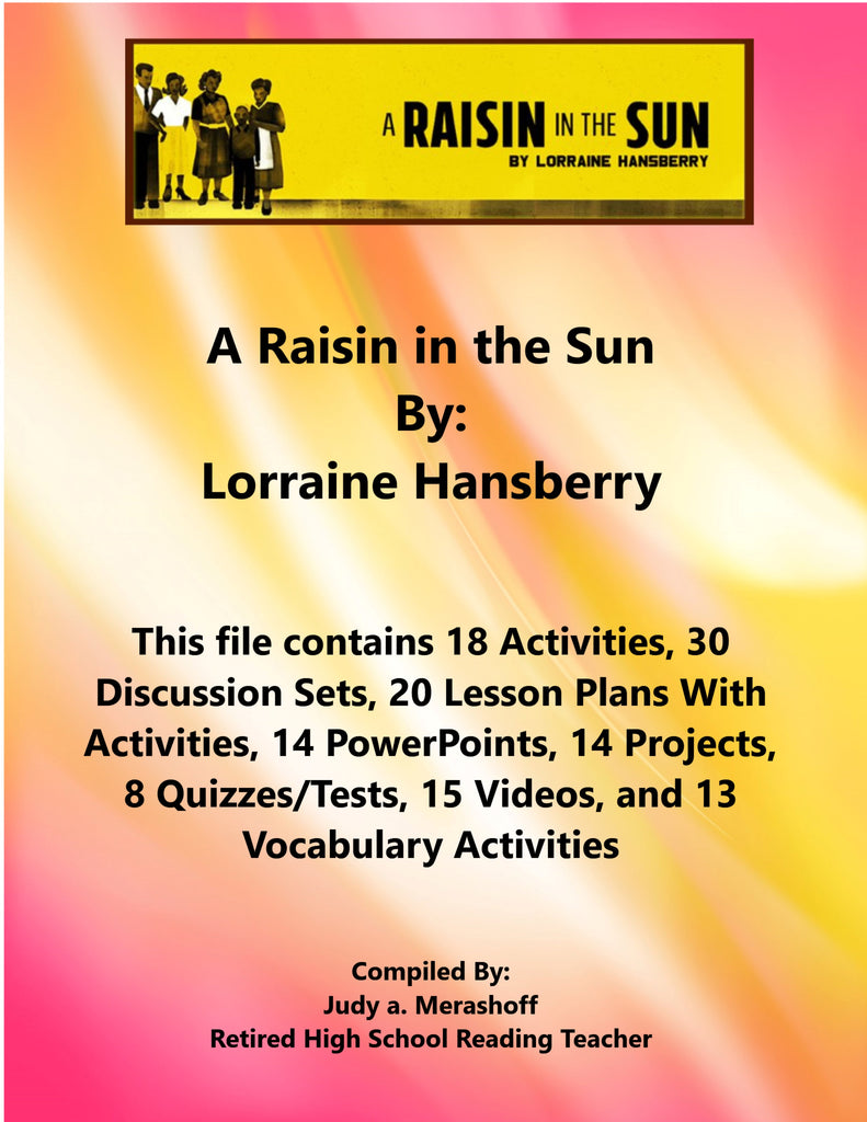 A Raisin in the Sun By Lorraine Hansberry Supplemental Activities Fun ...