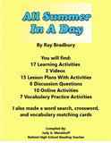 All Summer in a Day by Ray Bradbury Teacher Supplemental Activities ...