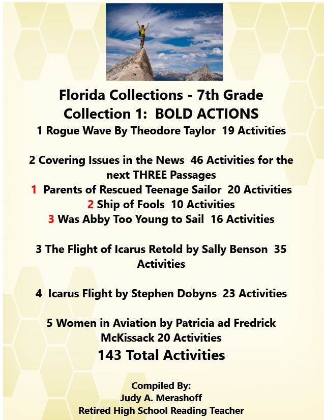 Florida Collections 7th Grade Collection 1 BOLD ACTIONS 7 Passages Sup ...