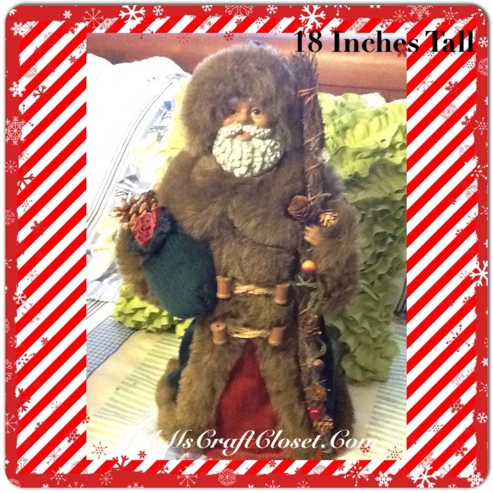 Santa Ethnic Vintage Burgundy and Green Standing 18 Inches Tall With S ...