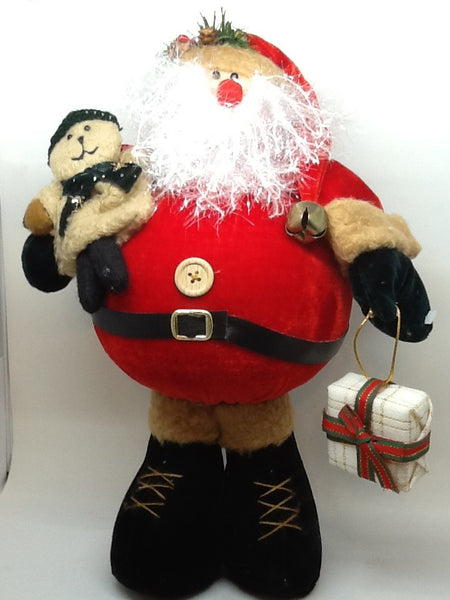 Santa Vintage Standing Red Tan Fat Belly Sparkly Beard Teady Bear and ...