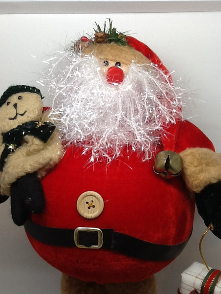 Santa Vintage Standing Red Tan Fat Belly Sparkly Beard Teady Bear and ...