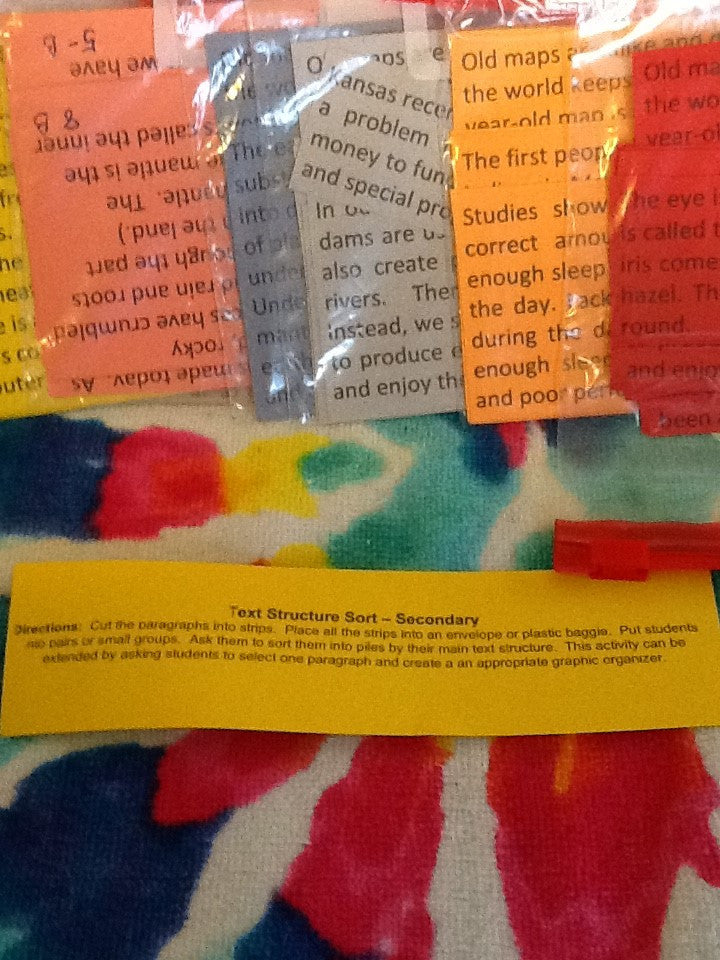Text Structure Sort Cards Secondary Students Learning Center Graphic O ...
