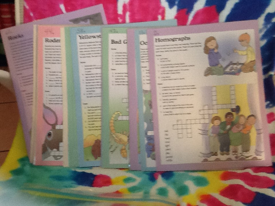 Reading Comprehension Crosswords Set of 21 Laminated Cards NO ANSWER K ...