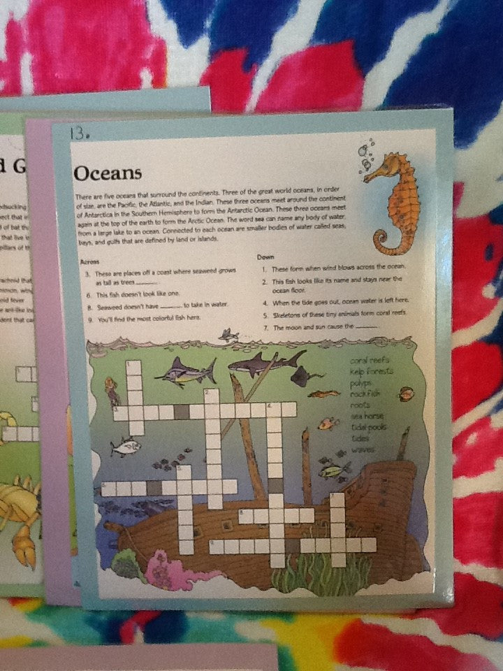 Reading Comprehension Crosswords Set of 21 Laminated Cards NO ANSWER K ...