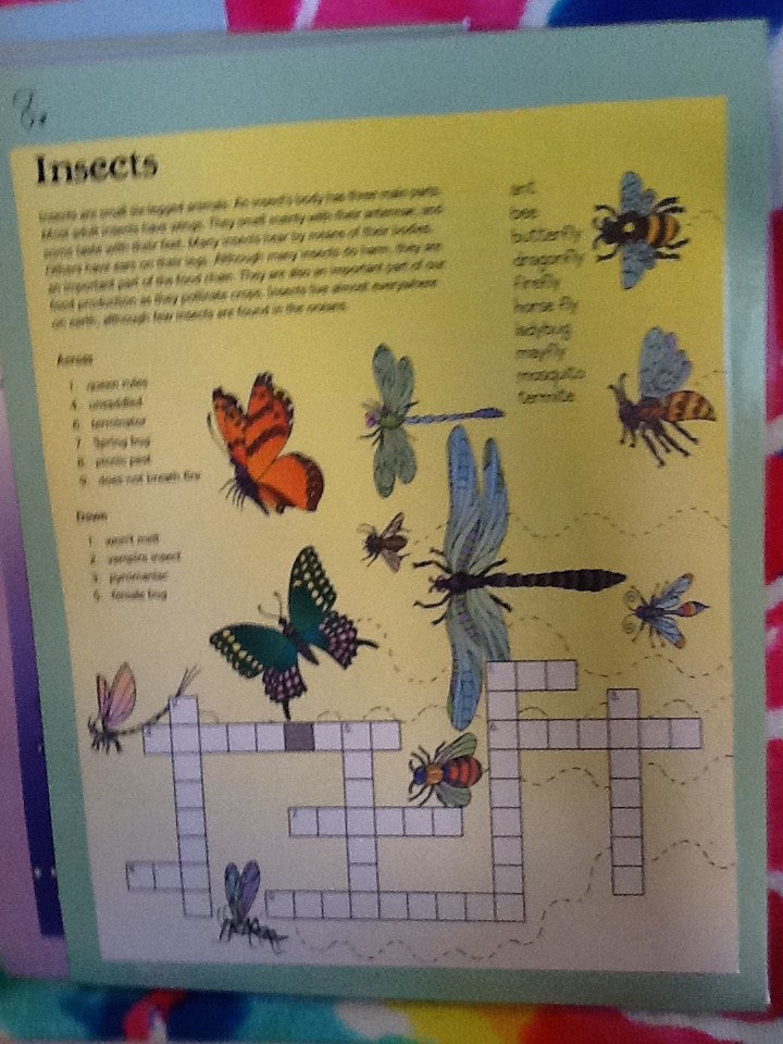 Reading Comprehension Crosswords Set of 21 Laminated Cards NO ANSWER K ...