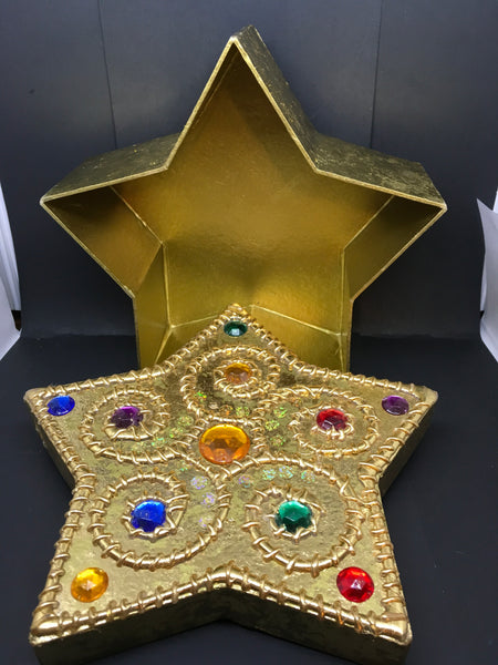 Box Star Shaped Gold With Bling Accents Cardboard Storage Home Decor ...