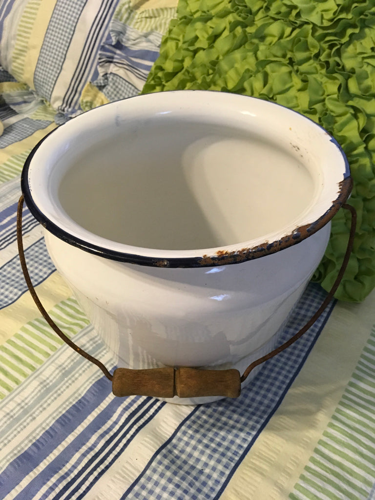 Chamber Pot Slop Bucket Without Lid Vintage Enamel Planter Home Decor ...