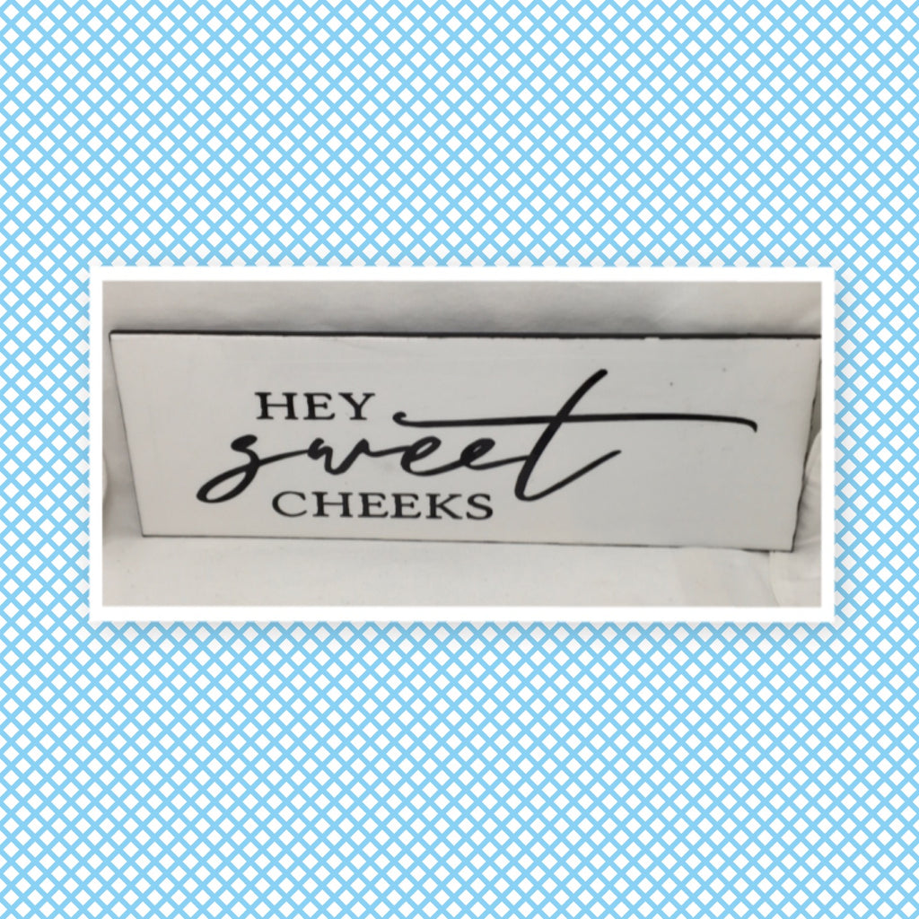 HEY SWEET CHEEKS Ceramic Tile Sign Funny BATHROOM Gift Restroom Wall A ...