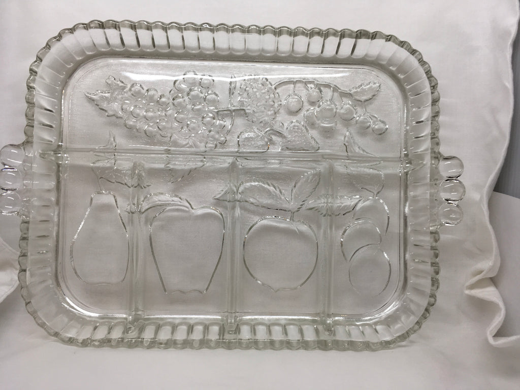Serving Tray Unique Vintage Rectangle Crystal Indiana Clear Glass Frui ...