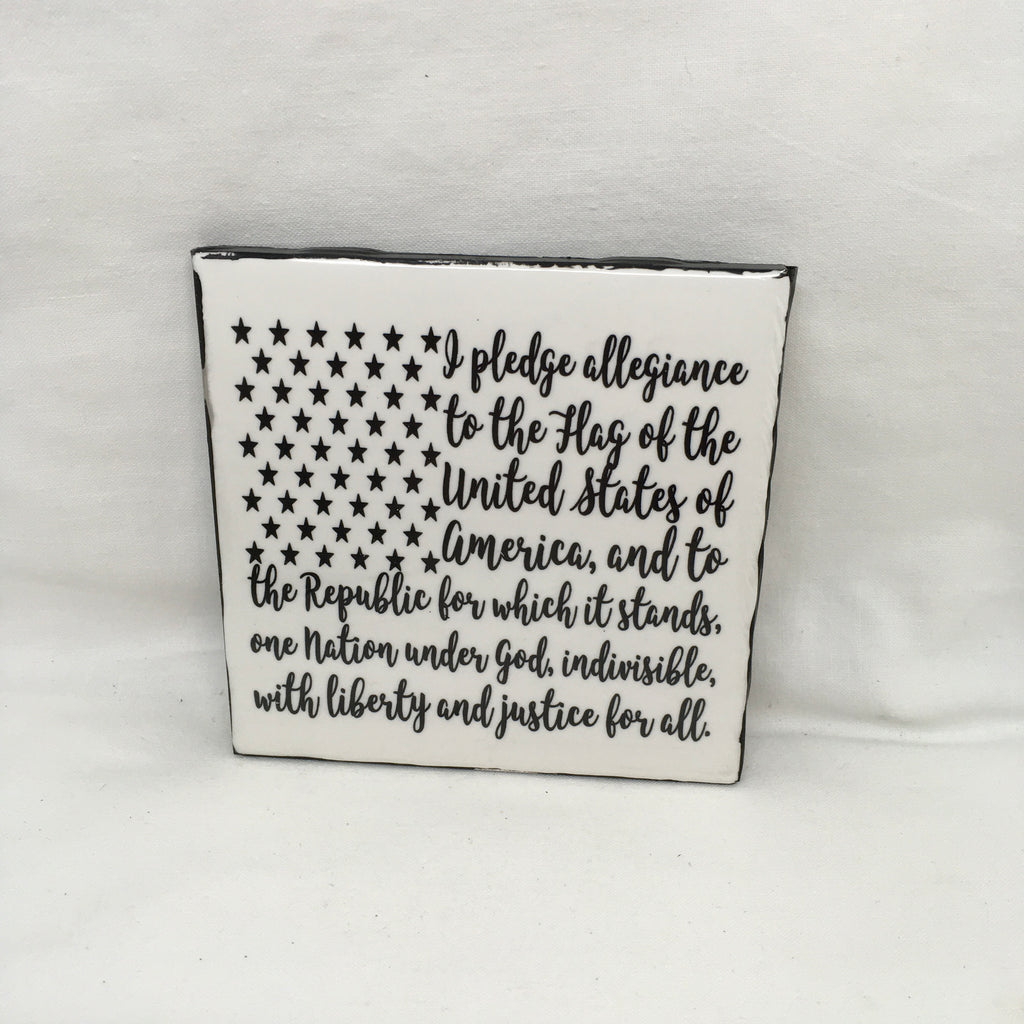 PLEDGE ALLEGIANCE Wall Art Ceramic Tile Sign Gift Idea Home Decor ...