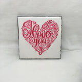 I LOVE YOU HEART Wall Art Ceramic Tile Sign Gift Home Decor Positive Q ...