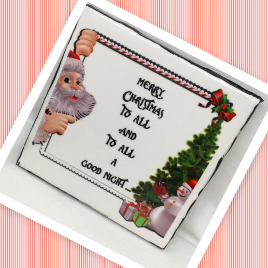 MERRY CHRISTMAS TO ALL Wall Art Ceramic Tile Sign Gift Holiday Home De ...