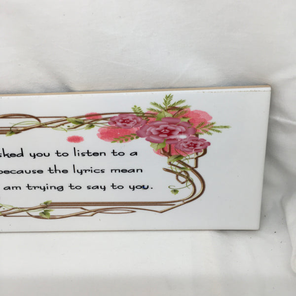 LISTEN TO A SONG Ceramic Tile Positive Saying Quote Wall Art Gift Idea ...