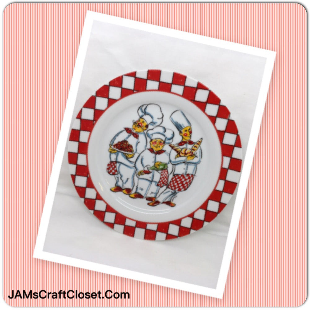 Chefs Plate Wall Art Red and White Checkered Kitchen Bar Decor I Godin ...