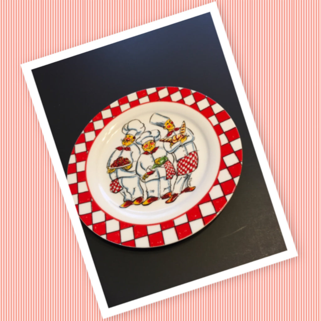 Chefs Plate Wall Art Red and White Checkered Kitchen Bar Decor I Godin ...