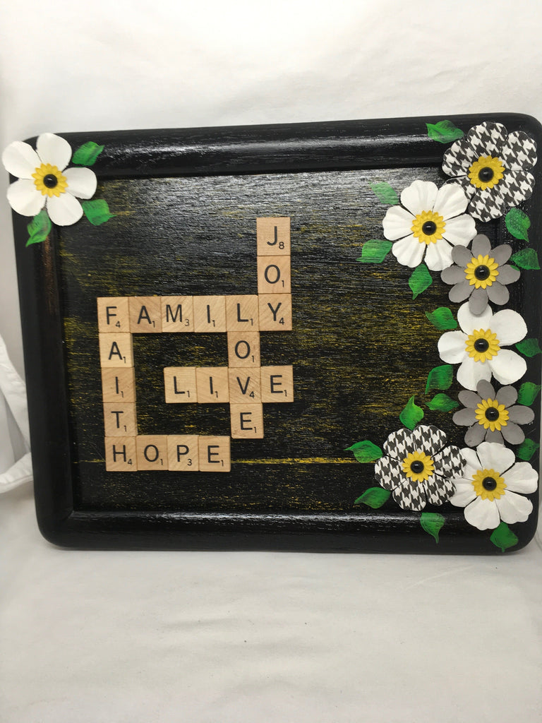 Wall Art Handmade Scrabble Pieces JOY FAMILY LOVE LIVE FAITH HOPE Home ...