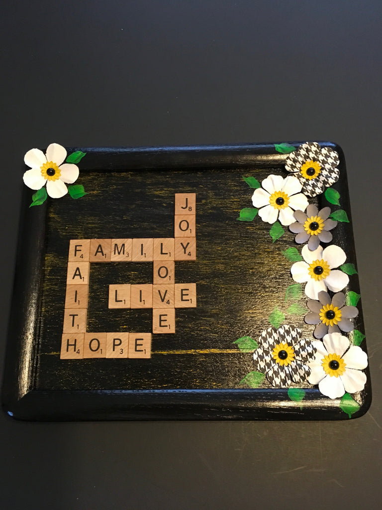 Wall Art Handmade Scrabble Pieces JOY FAMILY LOVE LIVE FAITH HOPE Home ...