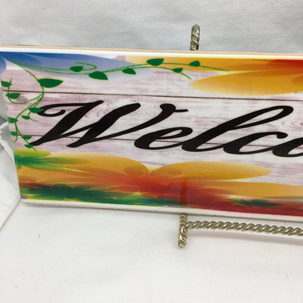 WELCOME 2 Ceramic Tile Porch Guest Room Sign Wall Art Gift Idea Home D ...