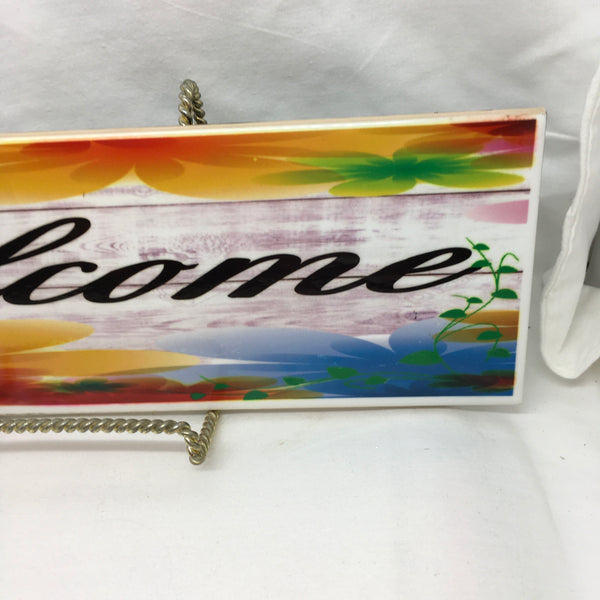 WELCOME 2 Ceramic Tile Porch Guest Room Sign Wall Art Gift Idea Home D ...