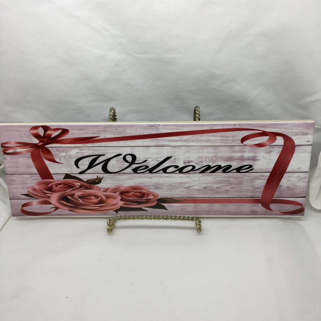 WELCOME 3 Ceramic Tile Porch Guest Room Sign Wall Art Gift Idea Home D ...