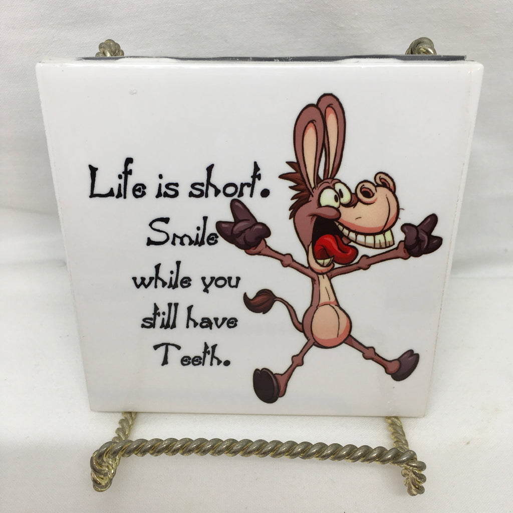 SMILE WHILE YOU STILL HAVE TEETH Wall Art Ceramic Tile Sign LOVE Gift ...