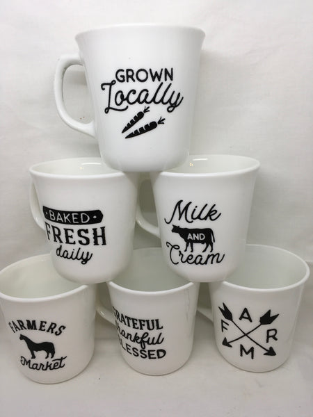 Farmhouse Country Kitchen Decor Mug Cup Coffee Hand Painted Barware Gi ...