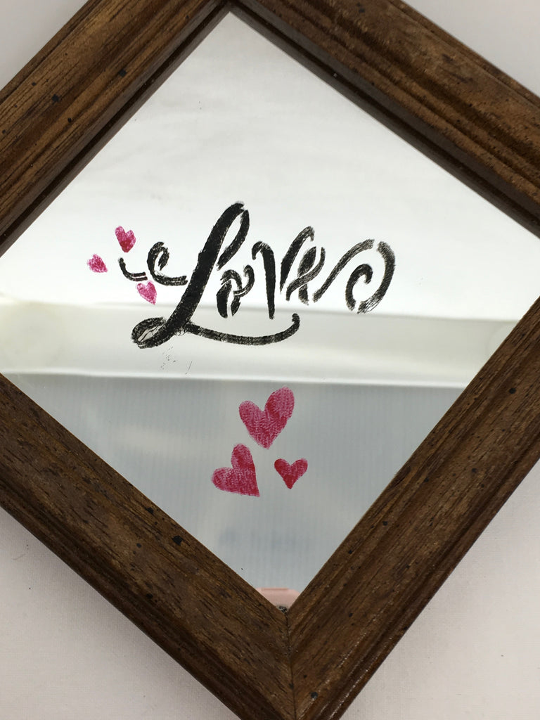 LOVE With Hearts on Mirror Framed Positive Saying Wall Art Home Decor ...